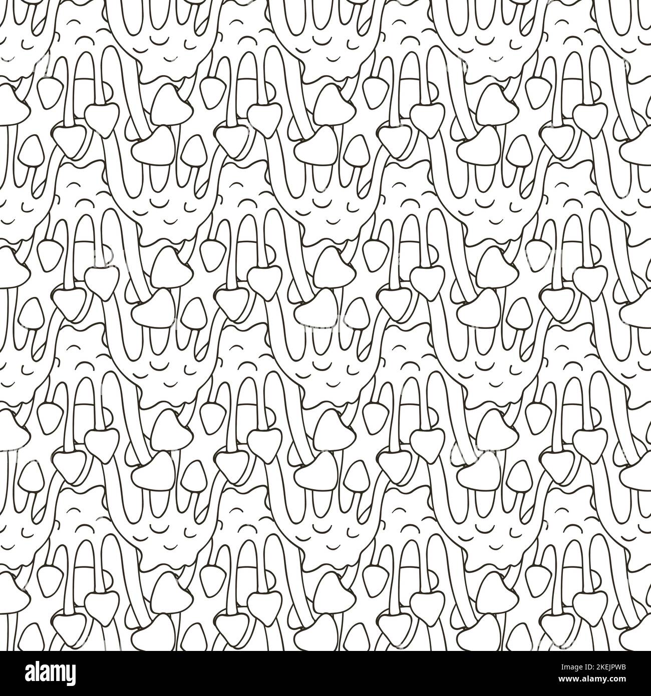 Illustration in hand draw style. Lyophyllum. Seamless pattern for ...