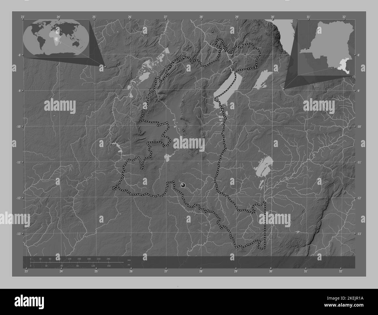 Haut-Katanga, province of Democratic Republic of the Congo. Grayscale ...