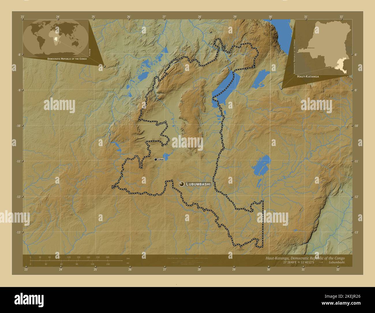 Haut-Katanga, province of Democratic Republic of the Congo. Colored ...