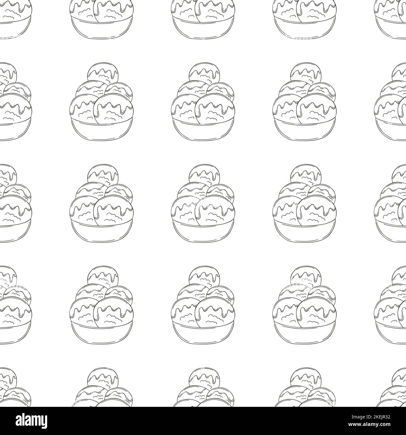 Summer. Ice cream in vases seamless pattern. Coloring pattern with cold ...