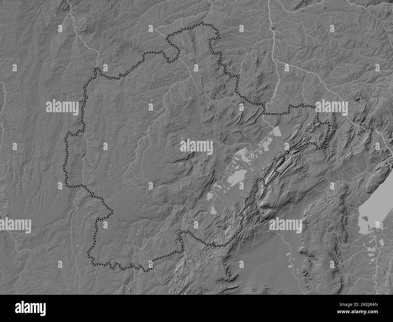 Haut-Lomami, province of Democratic Republic of the Congo. Bilevel elevation map with lakes and ...