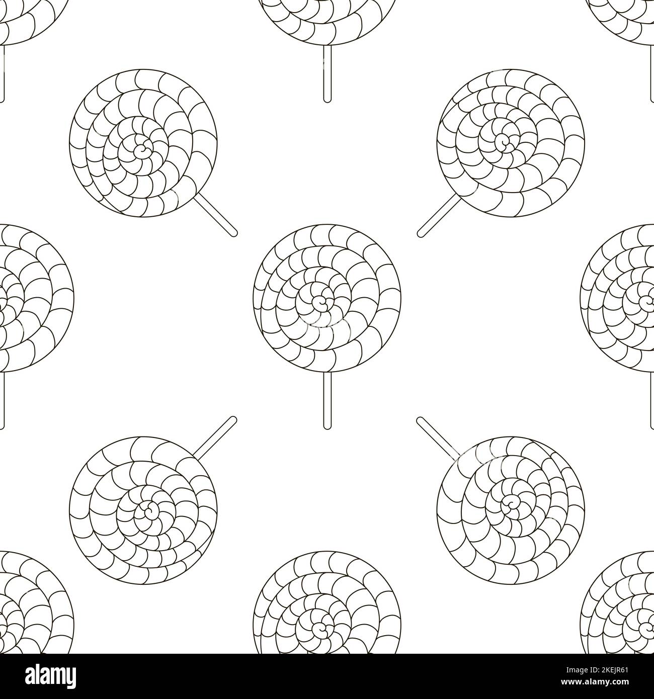 Cute pattern with sweets. Round Coloring lollipops seamless pattern ...