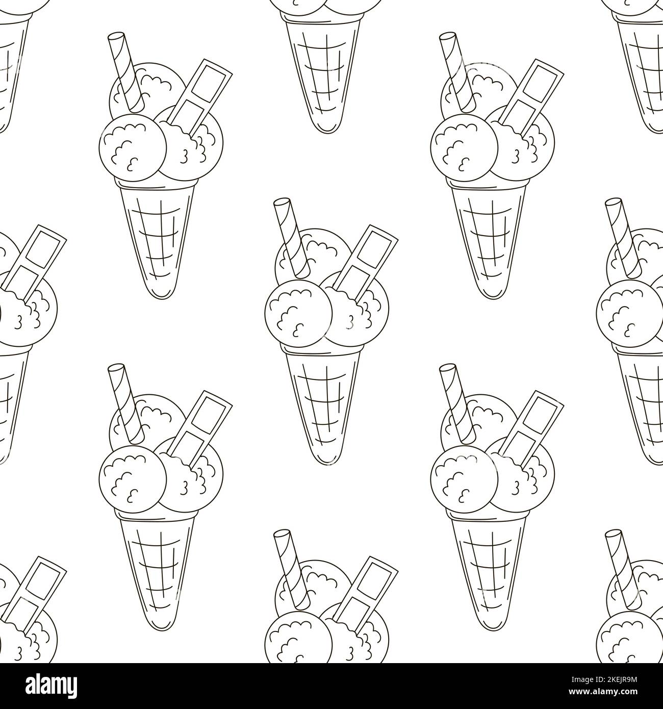 Blueberry ice cream. Ice cream seamless pattern. Coloring summer ...