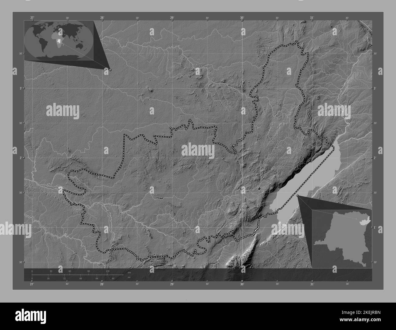 Ituri, province of Democratic Republic of the Congo. Bilevel elevation ...