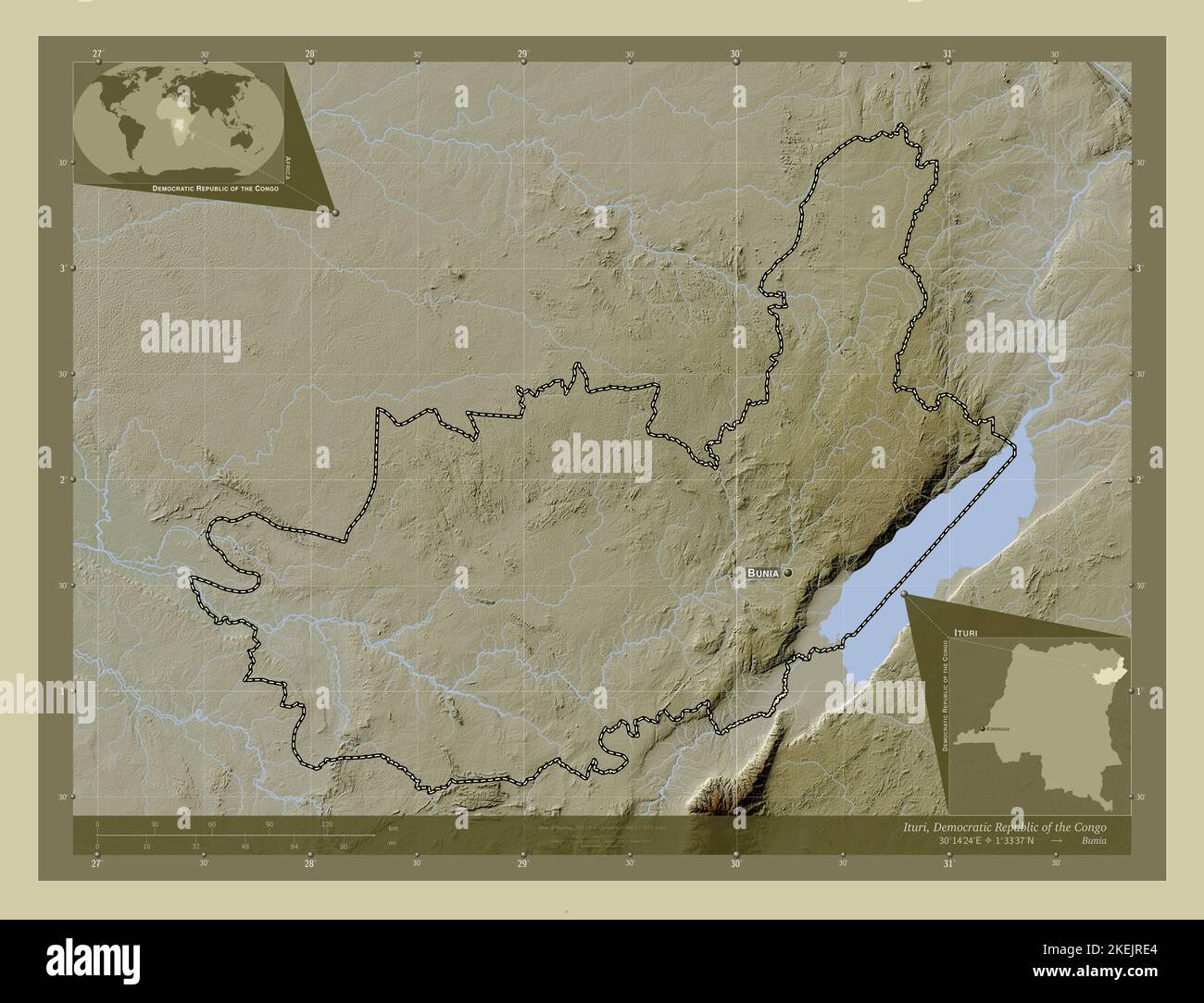 Ituri, province of Democratic Republic of the Congo. Elevation map ...