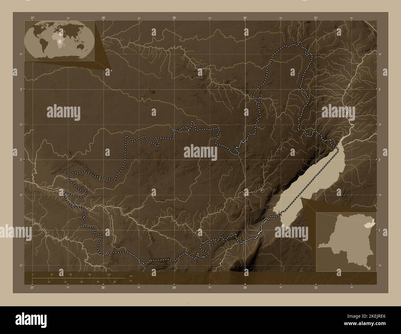 Ituri, province of Democratic Republic of the Congo. Elevation map ...