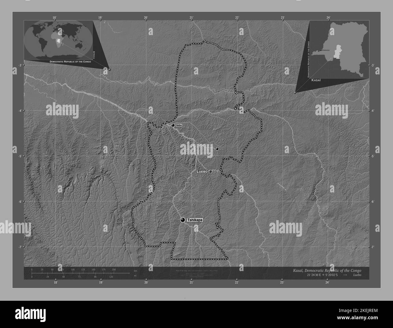 Kasai, province of Democratic Republic of the Congo. Bilevel elevation ...