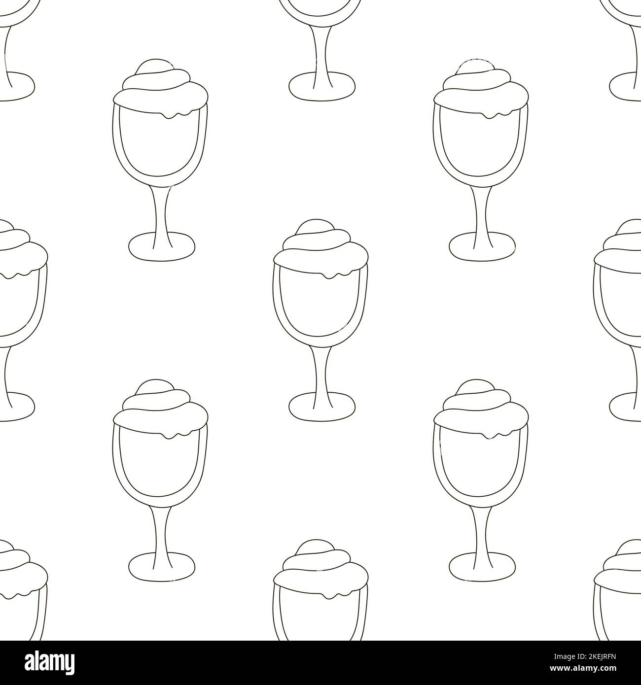 Summer. Coloring milkshakes seamless pattern. Cute pattern with cold ...