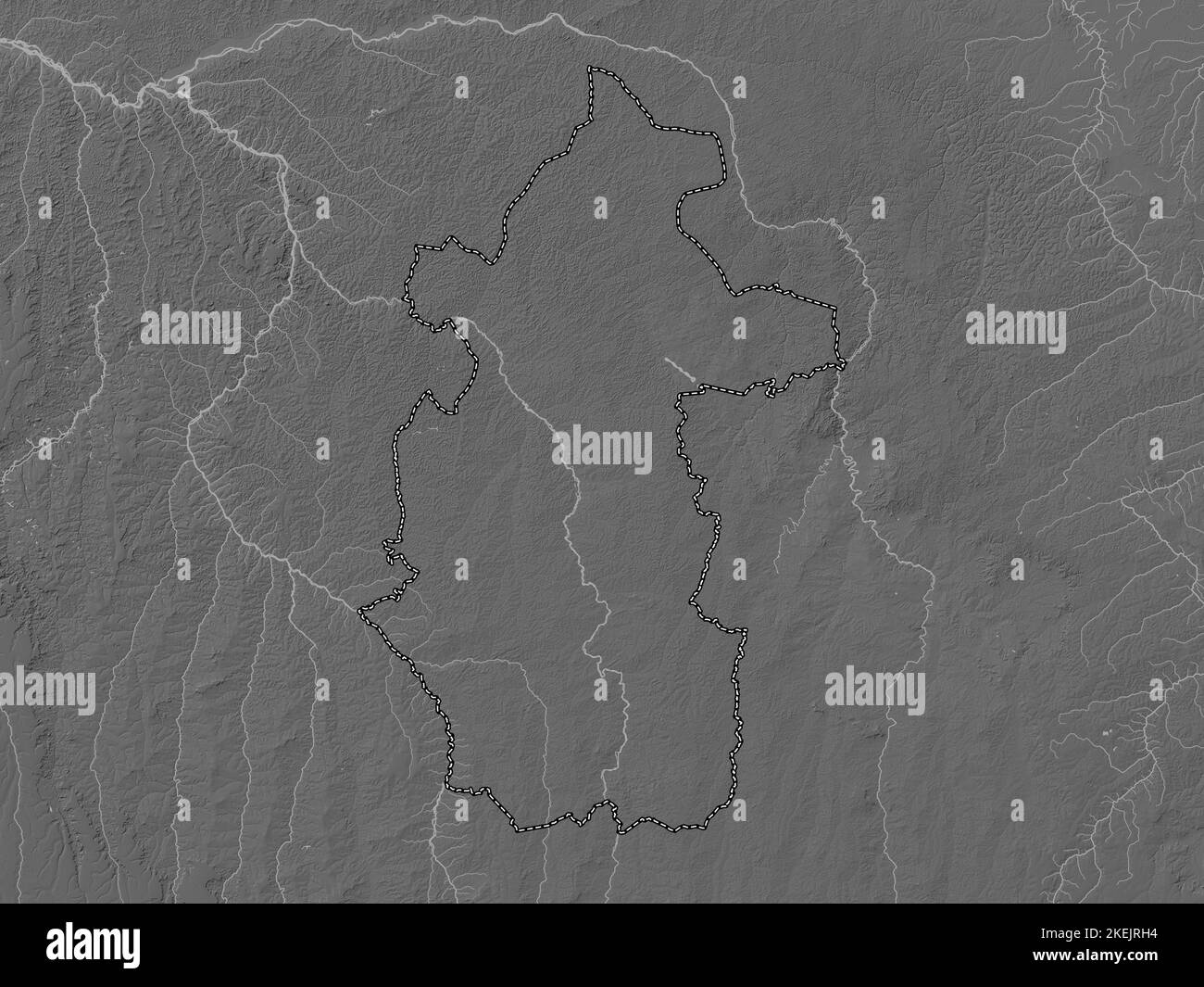 Kasai-Central, province of Democratic Republic of the Congo. Grayscale ...