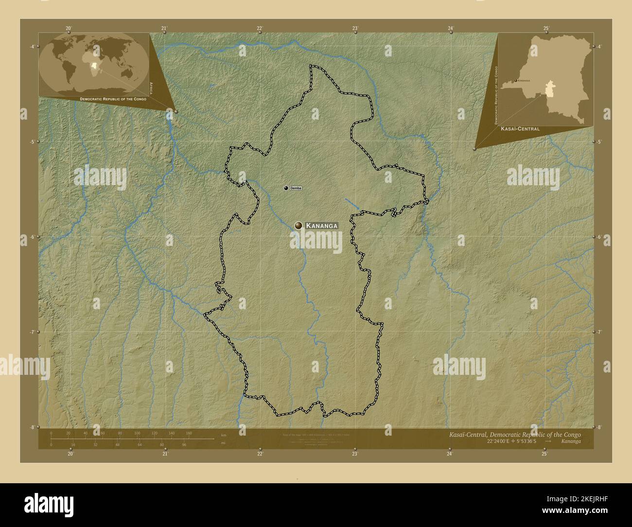 Kasai-Central, province of Democratic Republic of the Congo. Colored ...