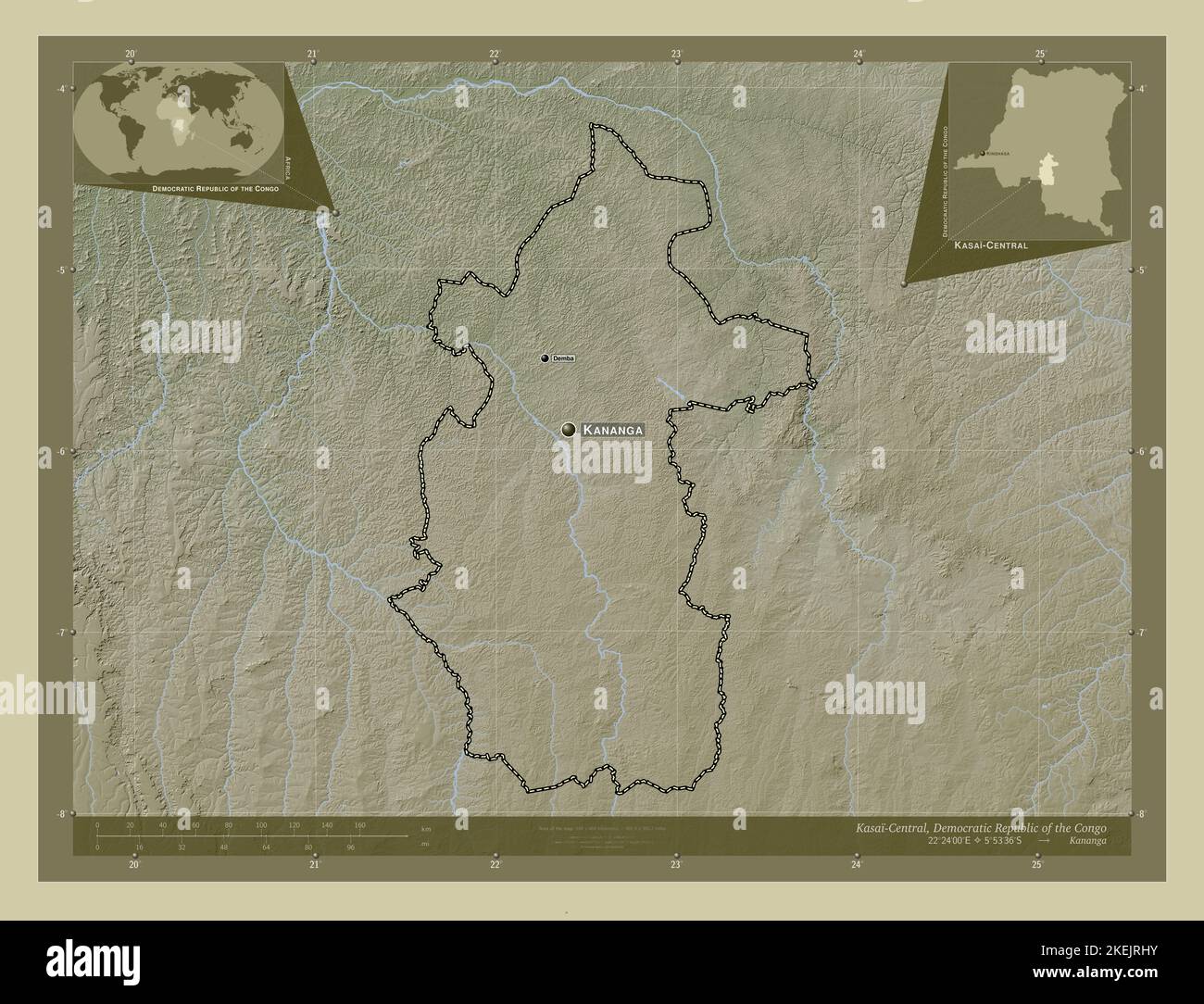 Kasai-Central, province of Democratic Republic of the Congo. Elevation ...