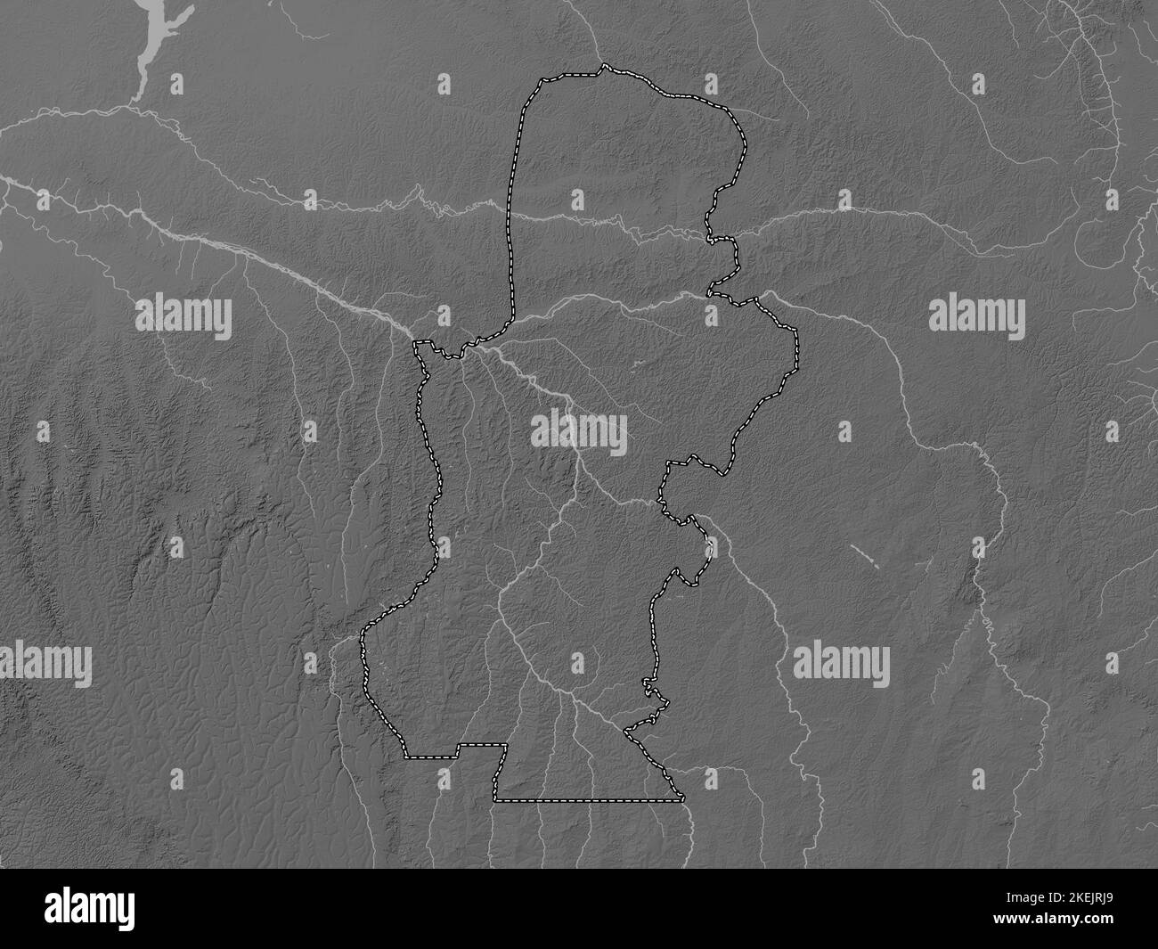 Kasai, province of Democratic Republic of the Congo. Grayscale ...