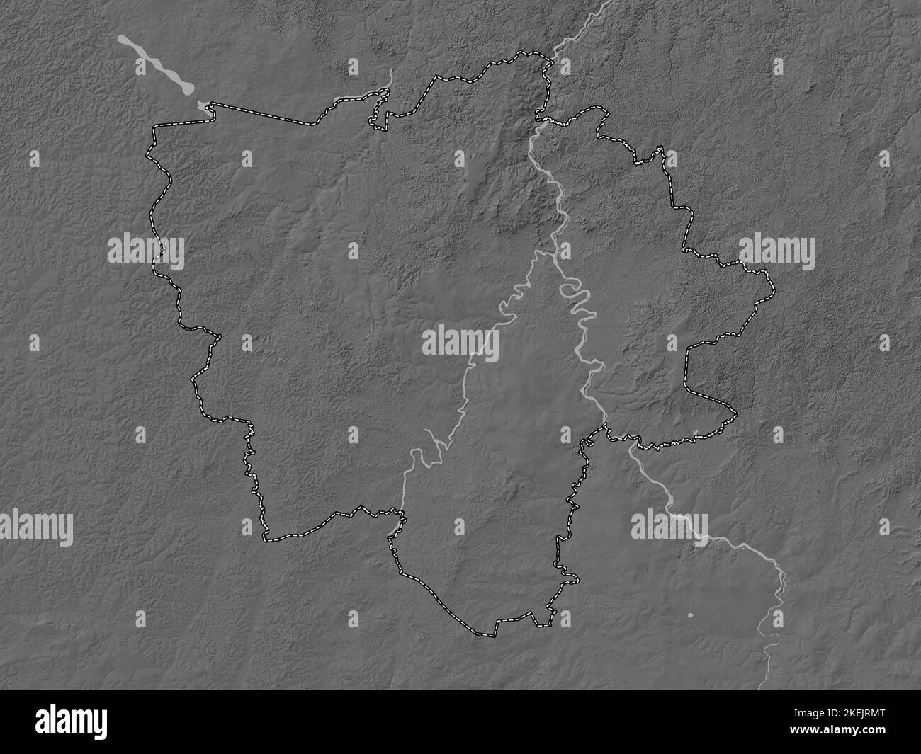 Kasai-Oriental, province of Democratic Republic of the Congo. Grayscale ...