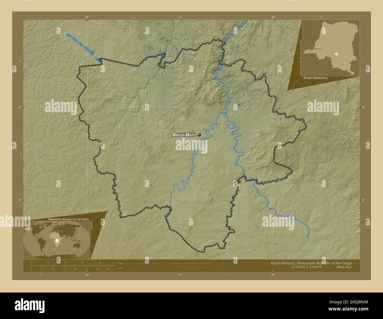 Kasai-Oriental, province of Democratic Republic of the Congo. Colored ...