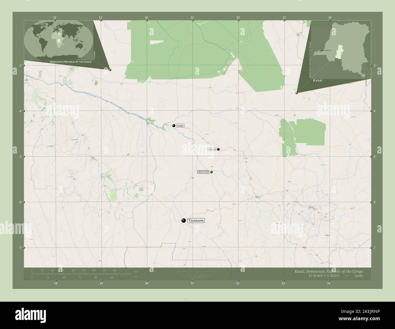 Kasai, province of Democratic Republic of the Congo. Open Street Map ...