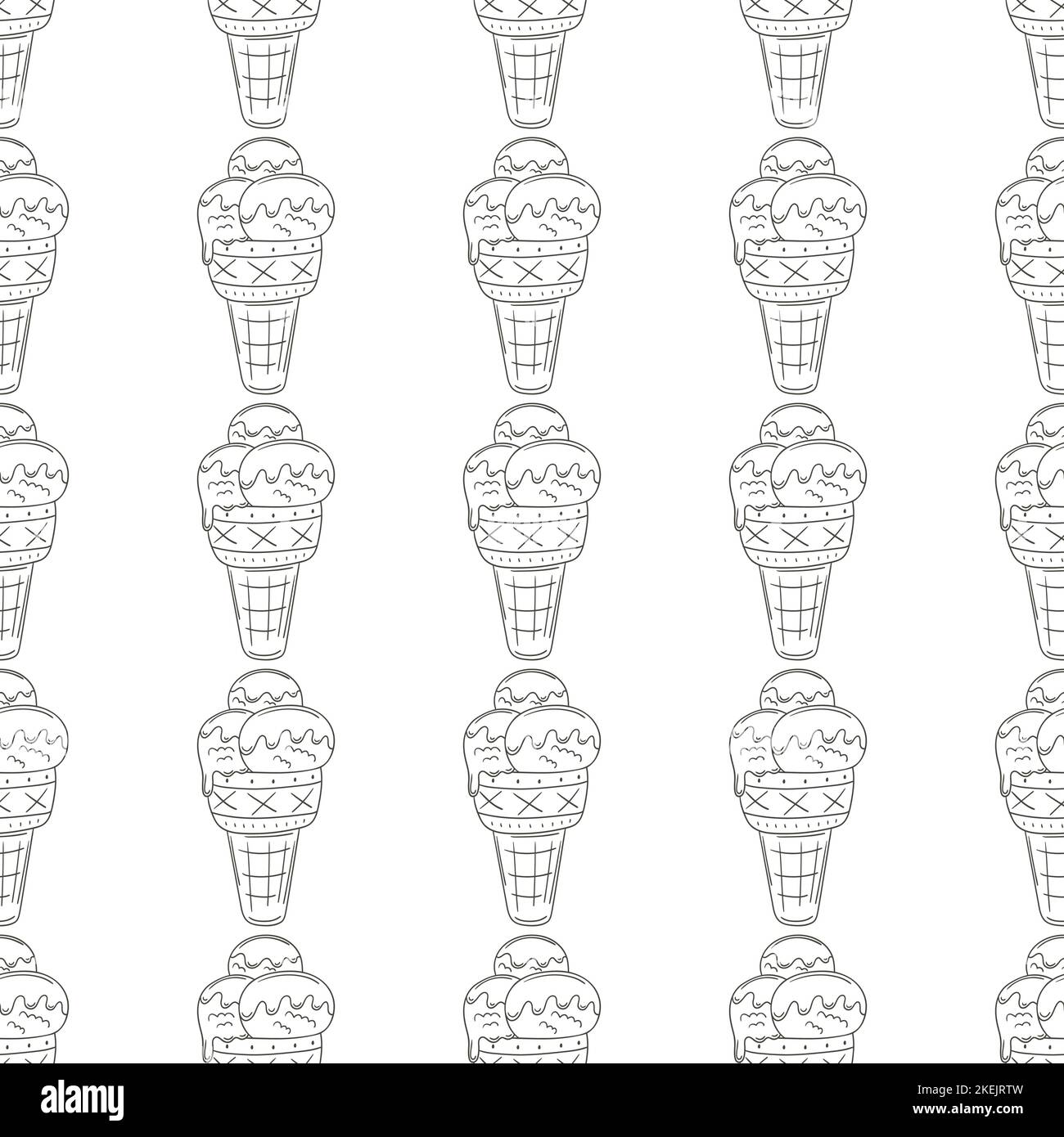 Coloring Ice Cream In Waffle Cones Seamless Pattern Wonderful Pattern