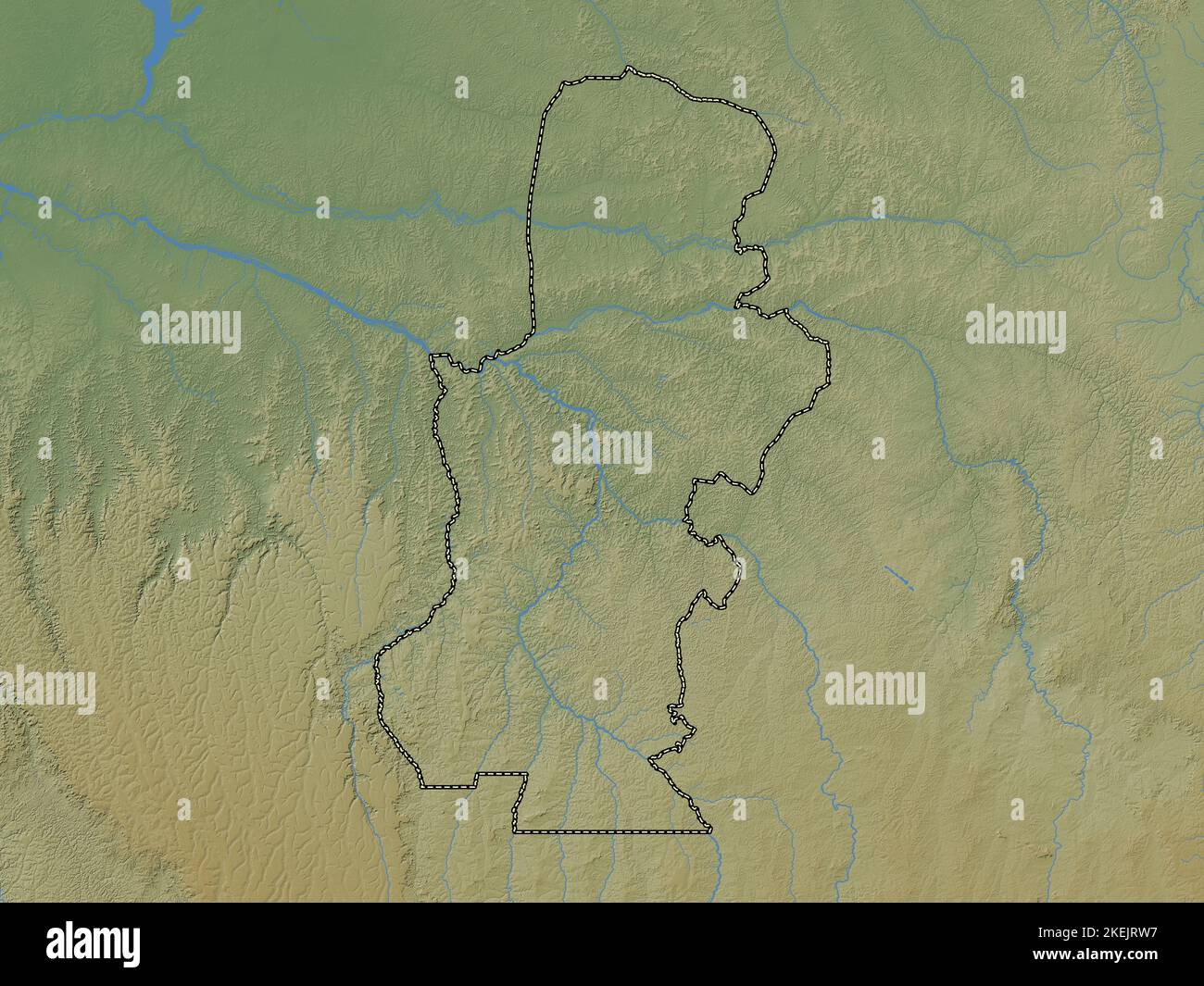 Kasai, province of Democratic Republic of the Congo. Colored elevation ...