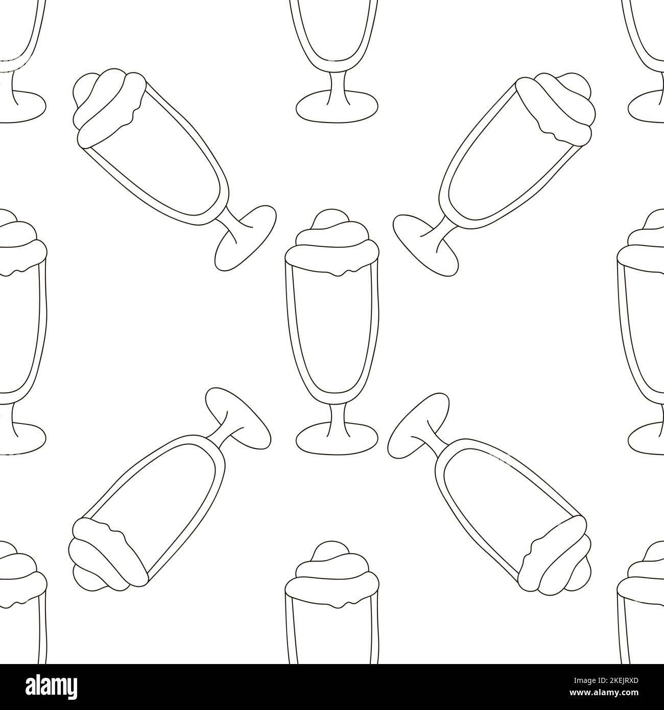 Coloring milkshakes seamless pattern. Cute pattern with cold dessert ...