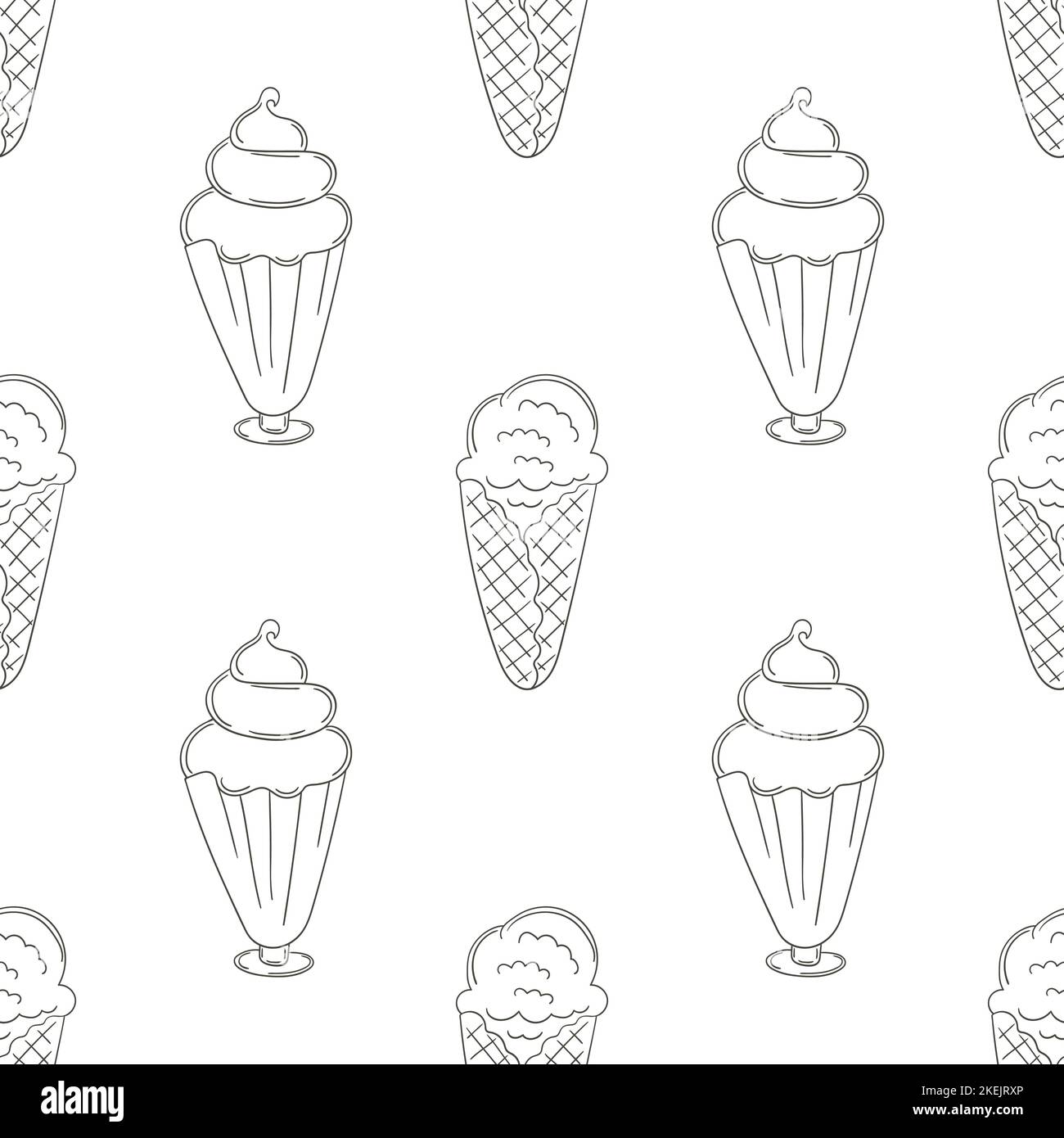Summer. Ice cream seamless pattern. Coloring pattern with a sweet cold ...