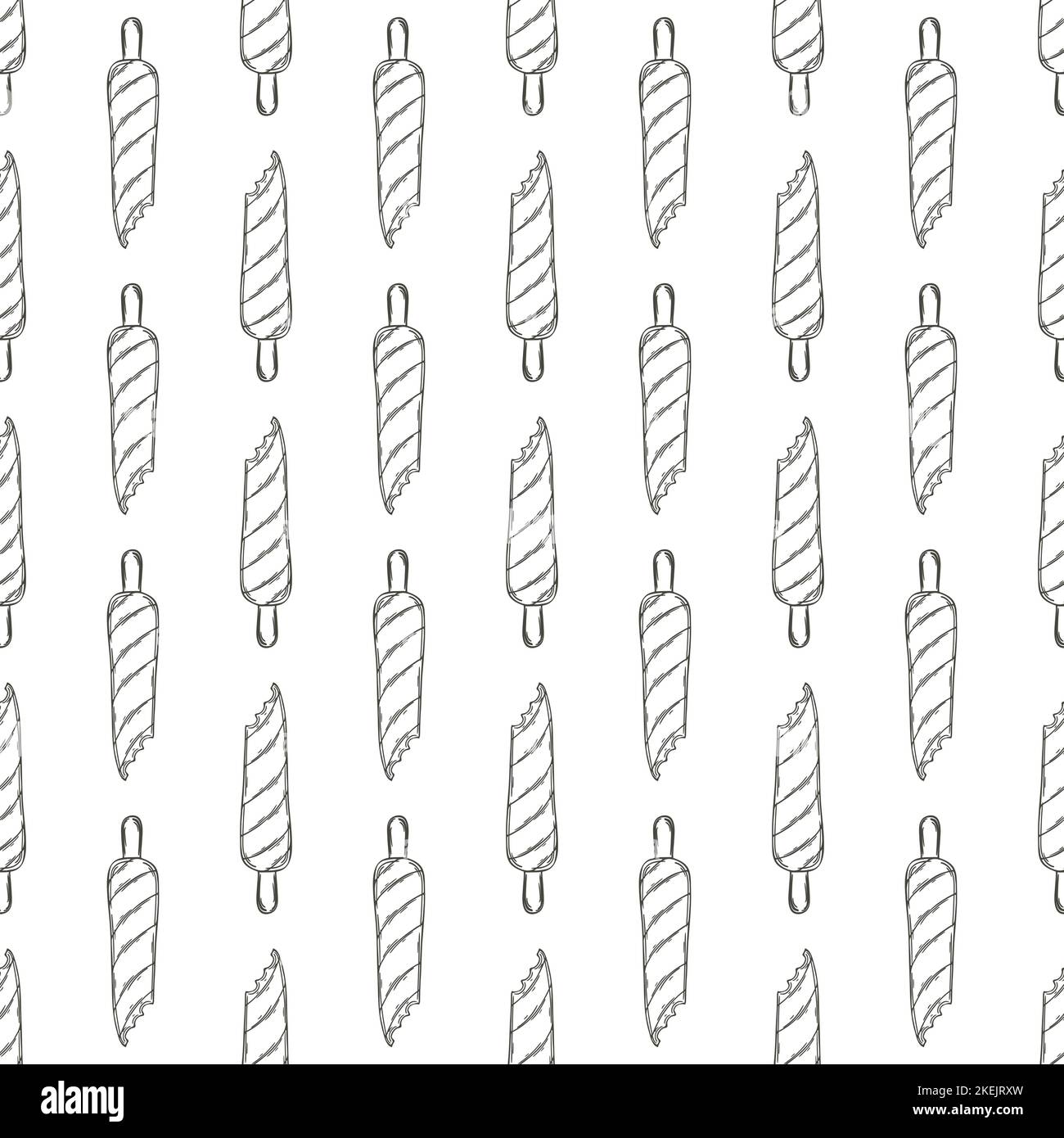 Summer. Coloring ice cream seamless pattern with a cold dessert Stock ...