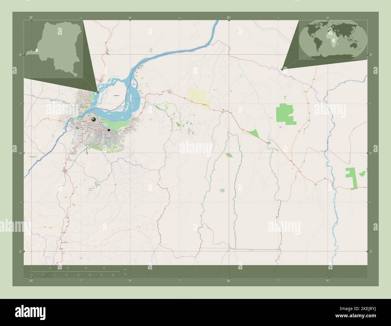 Kinshasa, province of Democratic Republic of the Congo. Open Street Map ...