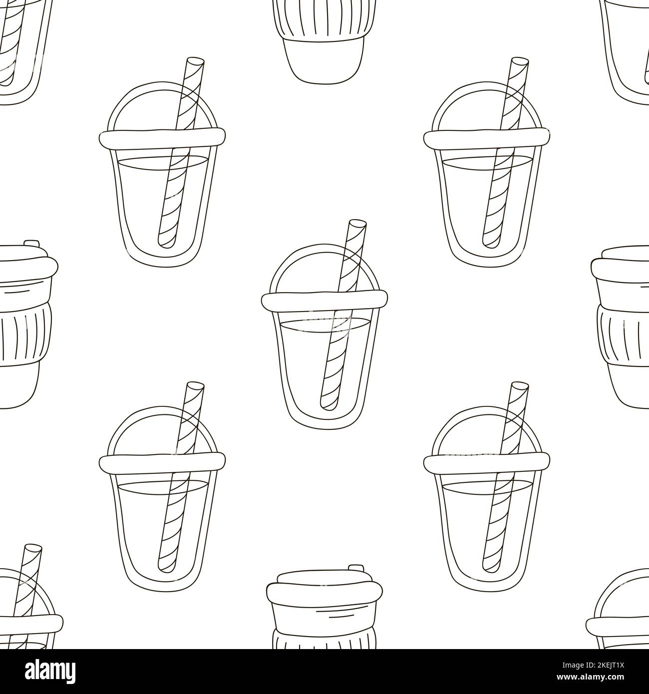 Pattern for coffee shop or coffee lovers. Coloring milkshakes seamless ...