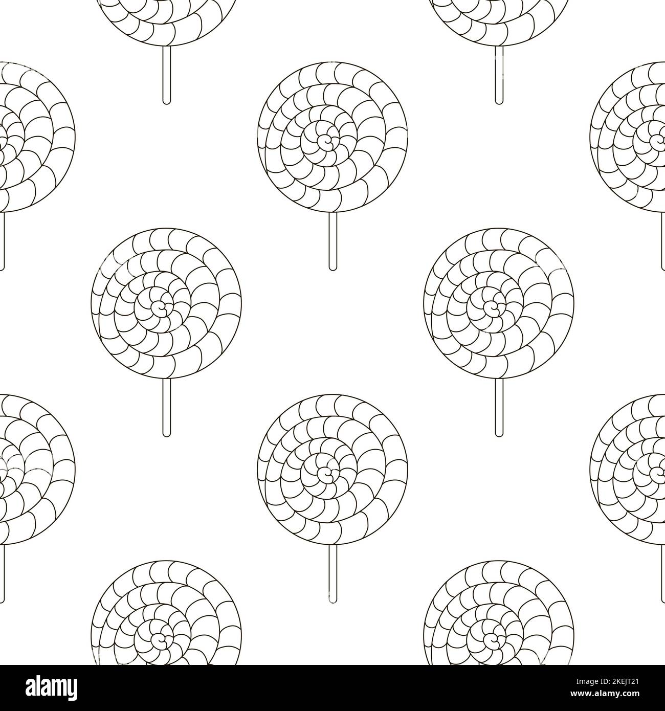 Coloring pattern with sweets. Candies. Round rainbow lollipops seamless ...
