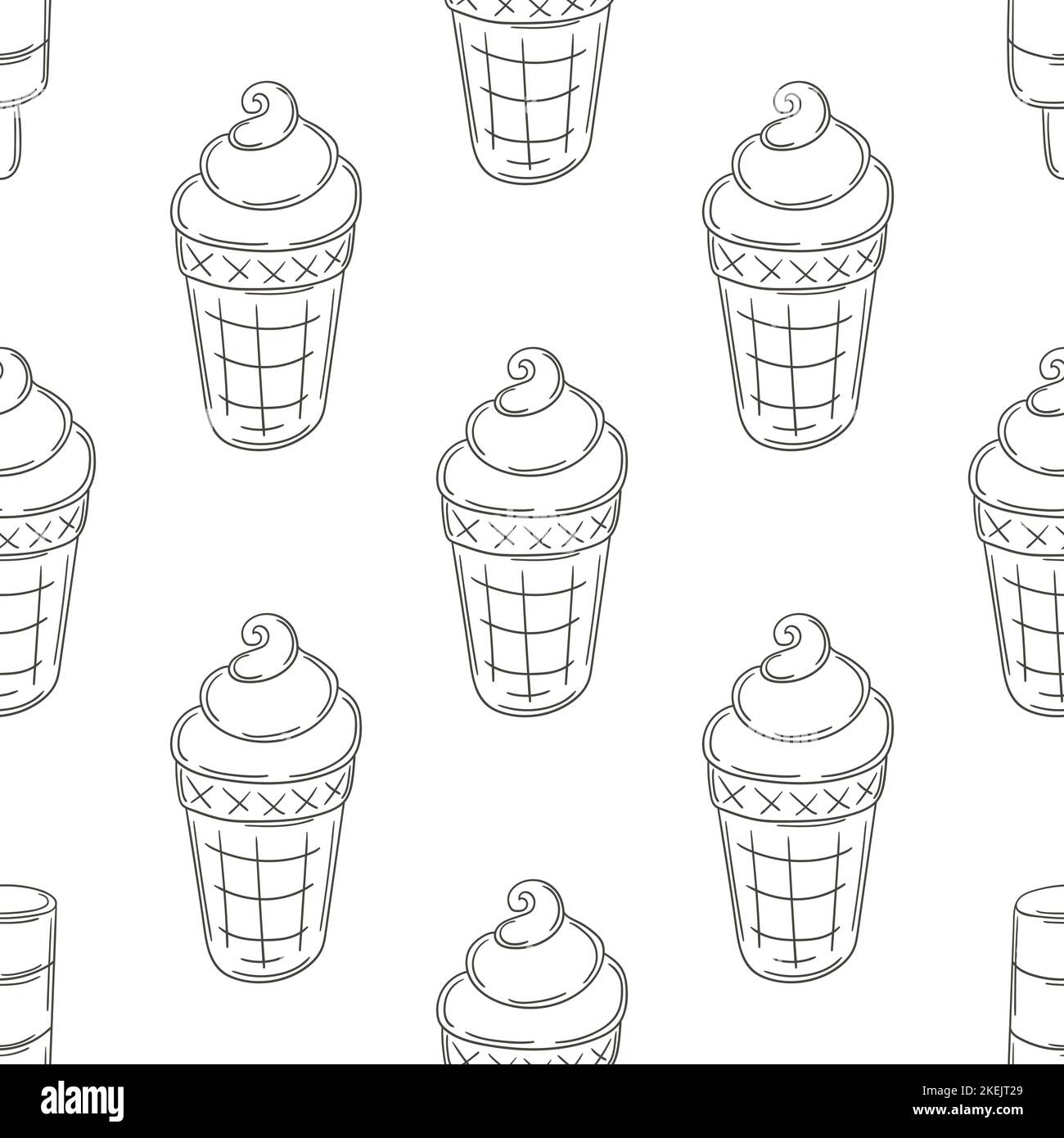 Coloring ice cream seamless pattern. Wonderful bright pattern with cold ...