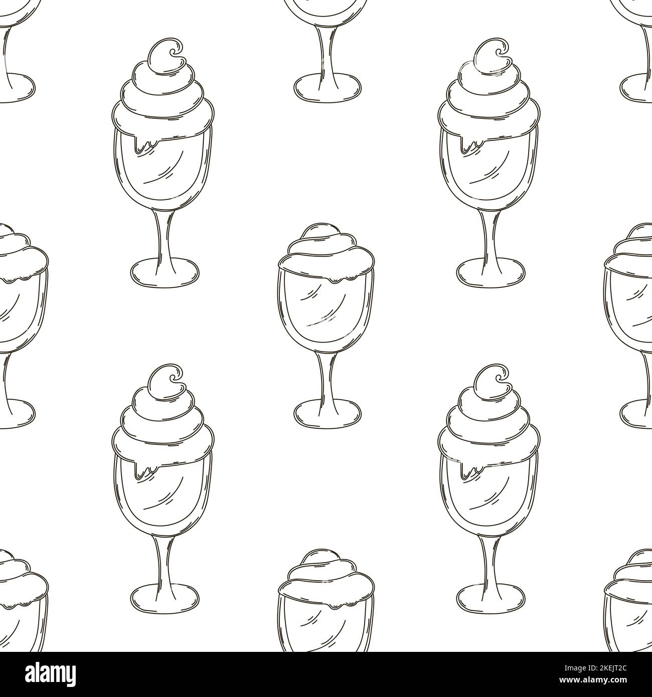 Coloring milkshakes seamless pattern. Cute pattern with cold dessert ...