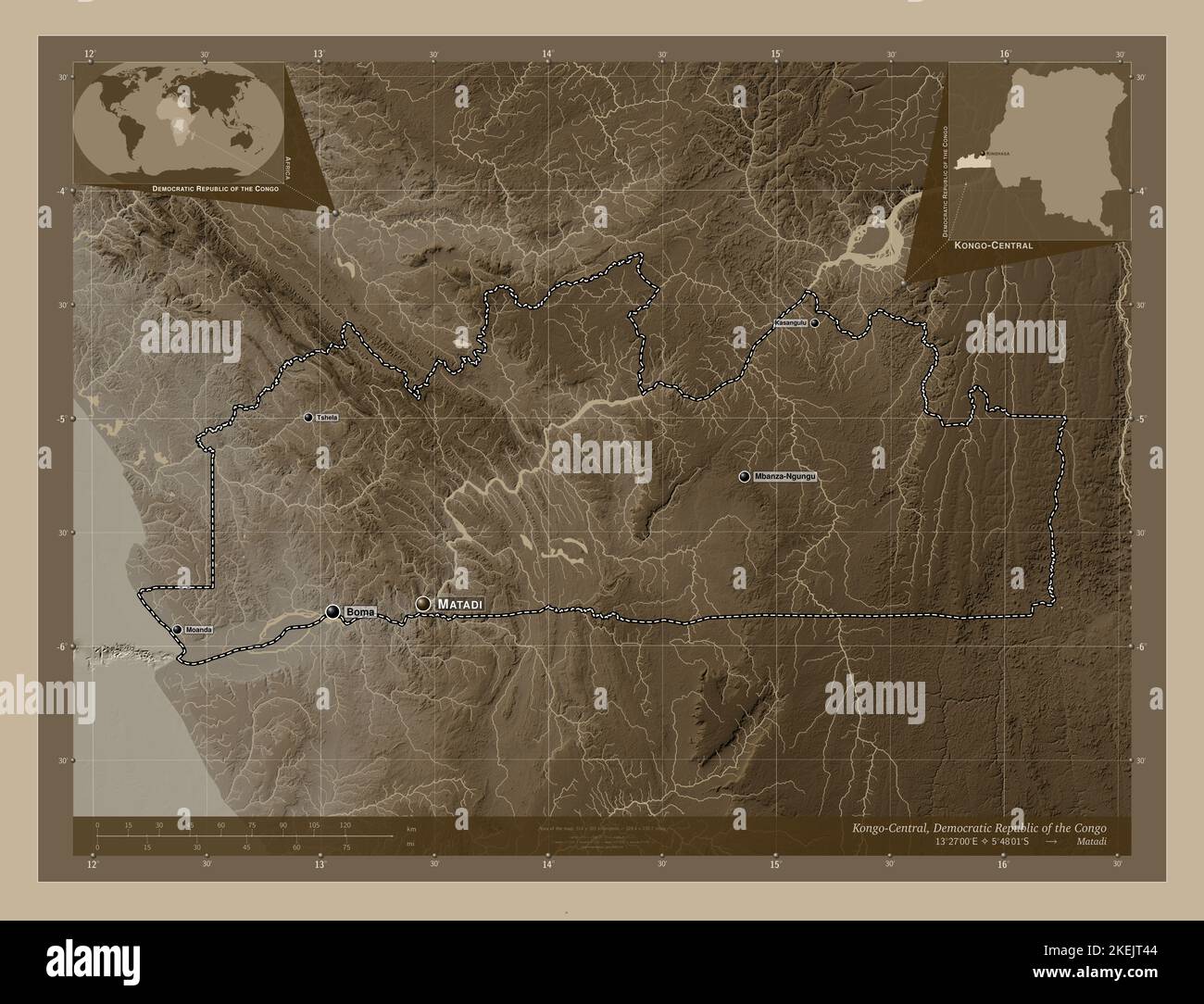 Kongo-Central, province of Democratic Republic of the Congo. Elevation ...