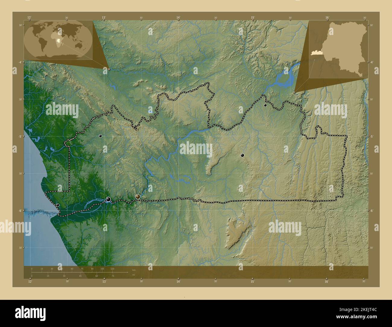 Kongo-Central, province of Democratic Republic of the Congo. Colored ...