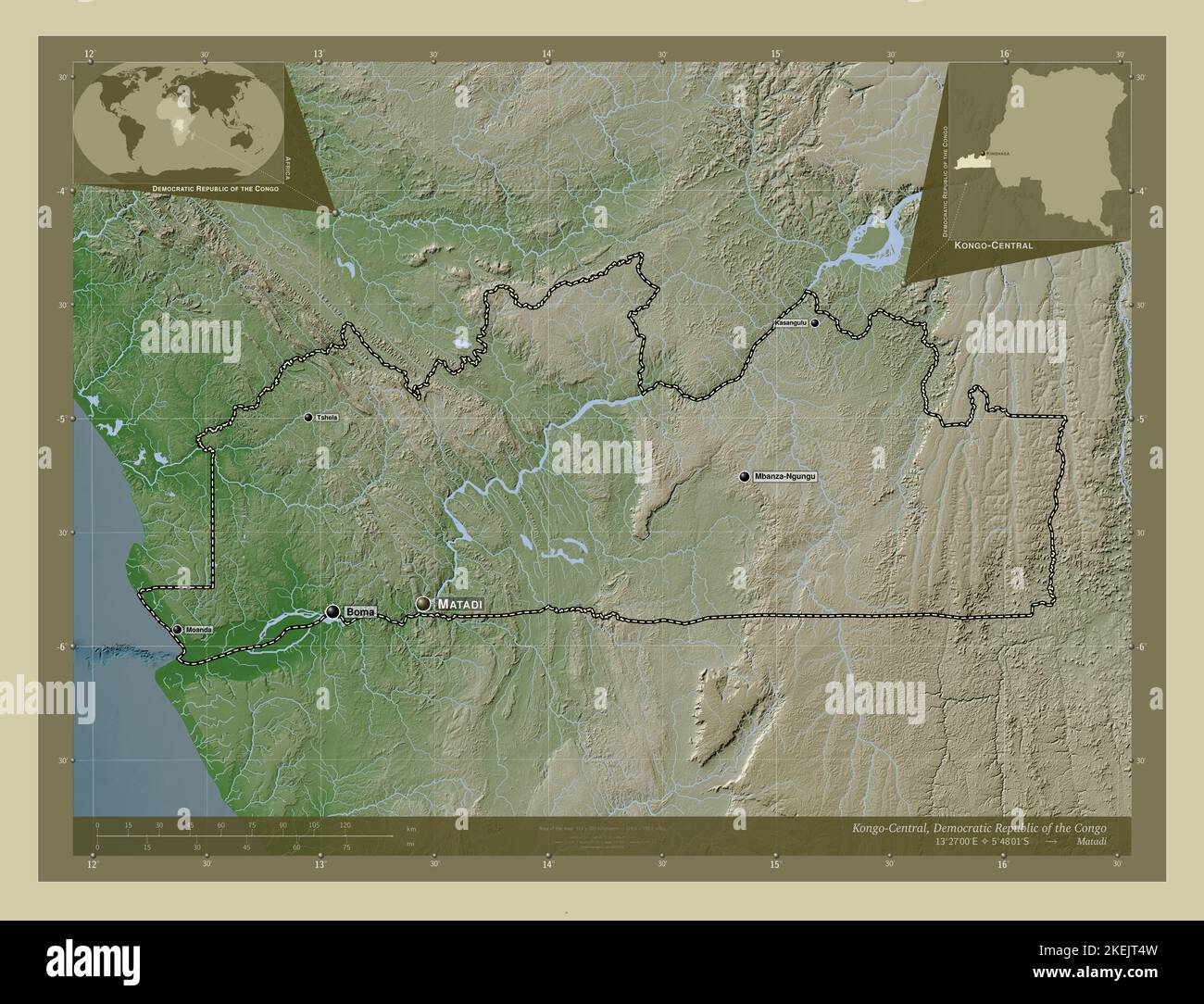 Kongo-Central, province of Democratic Republic of the Congo. Elevation ...