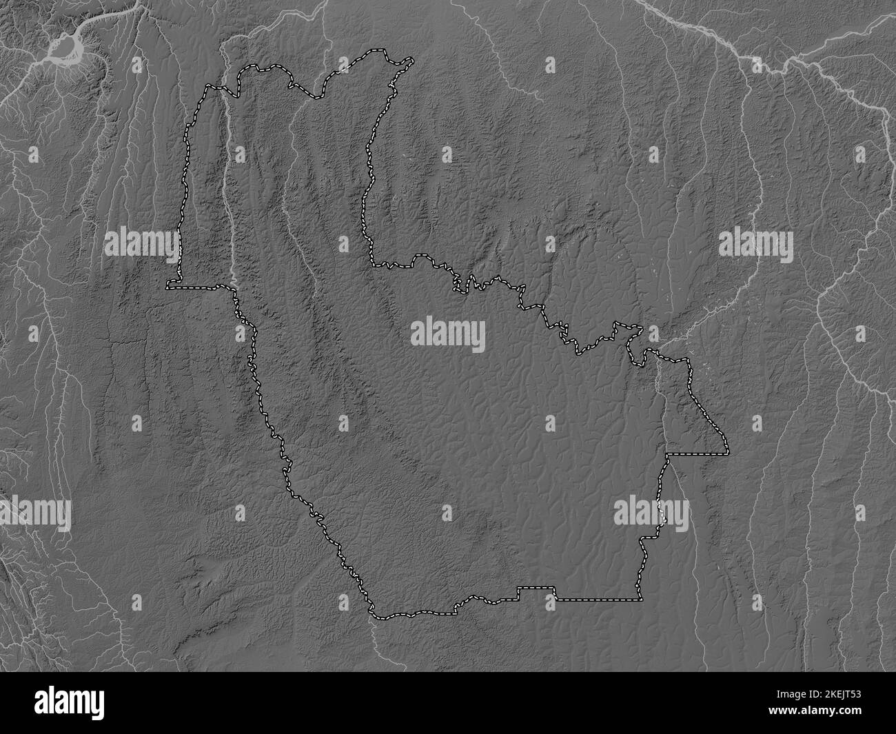 Kwango, province of Democratic Republic of the Congo. Grayscale ...