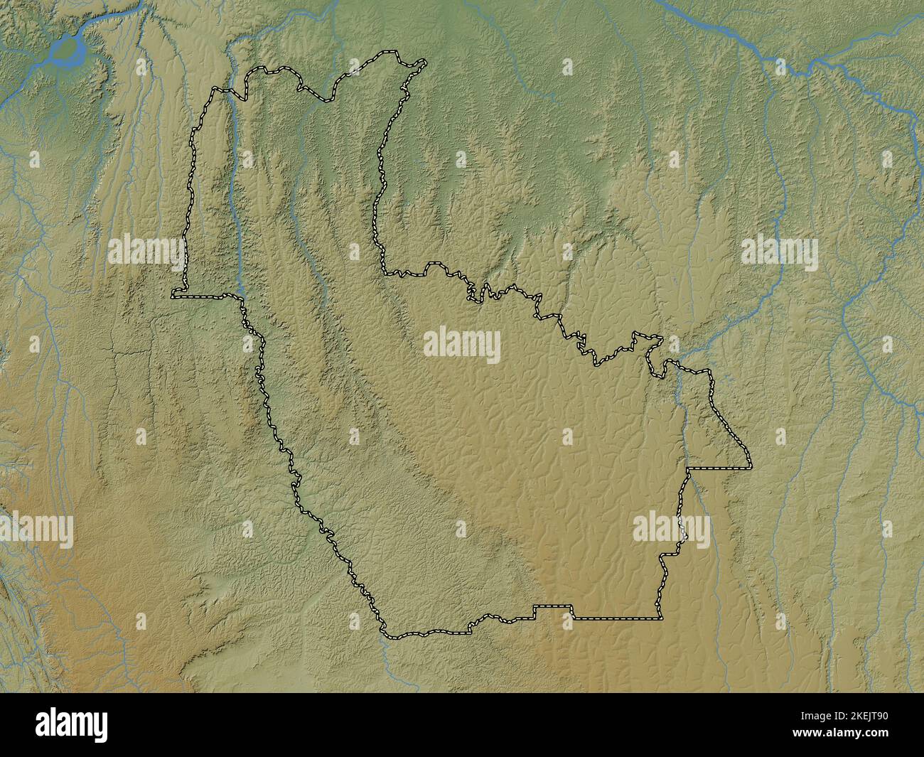 Kwango, province of Democratic Republic of the Congo. Colored elevation ...