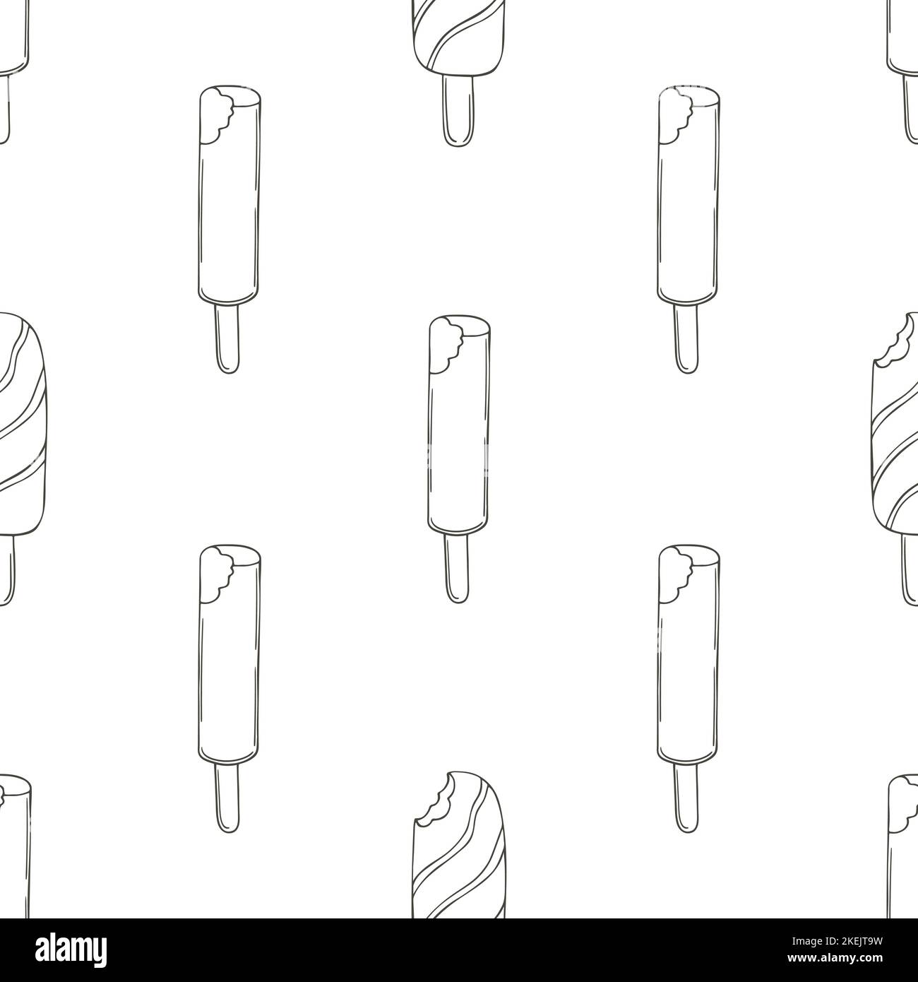 Summer. Cute ice cream seamless pattern. Coloring bright pattern with ...