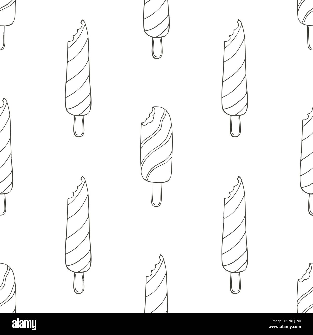 Summer. Cute ice cream seamless pattern. Coloring bright pattern with ...