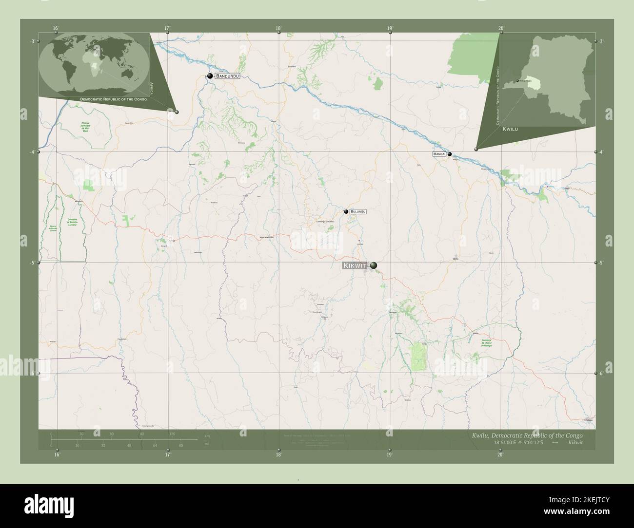 Kwilu, province of Democratic Republic of the Congo. Open Street Map ...