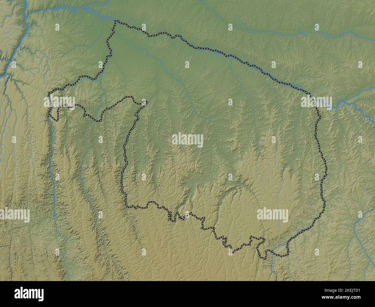 Kwilu, province of Democratic Republic of the Congo. Colored elevation ...