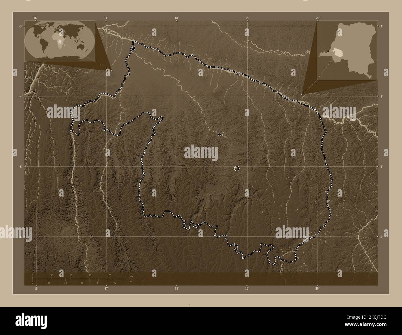Kwilu, province of Democratic Republic of the Congo. Elevation map ...