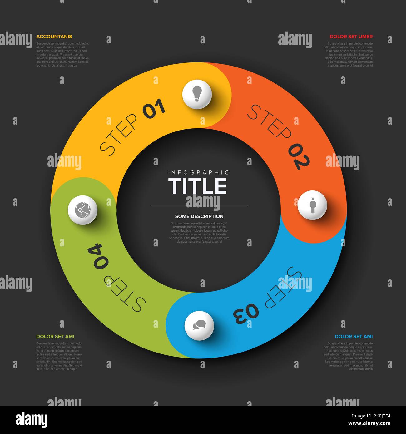 Vector multipurpose Infographic cycle template with four spehre ...