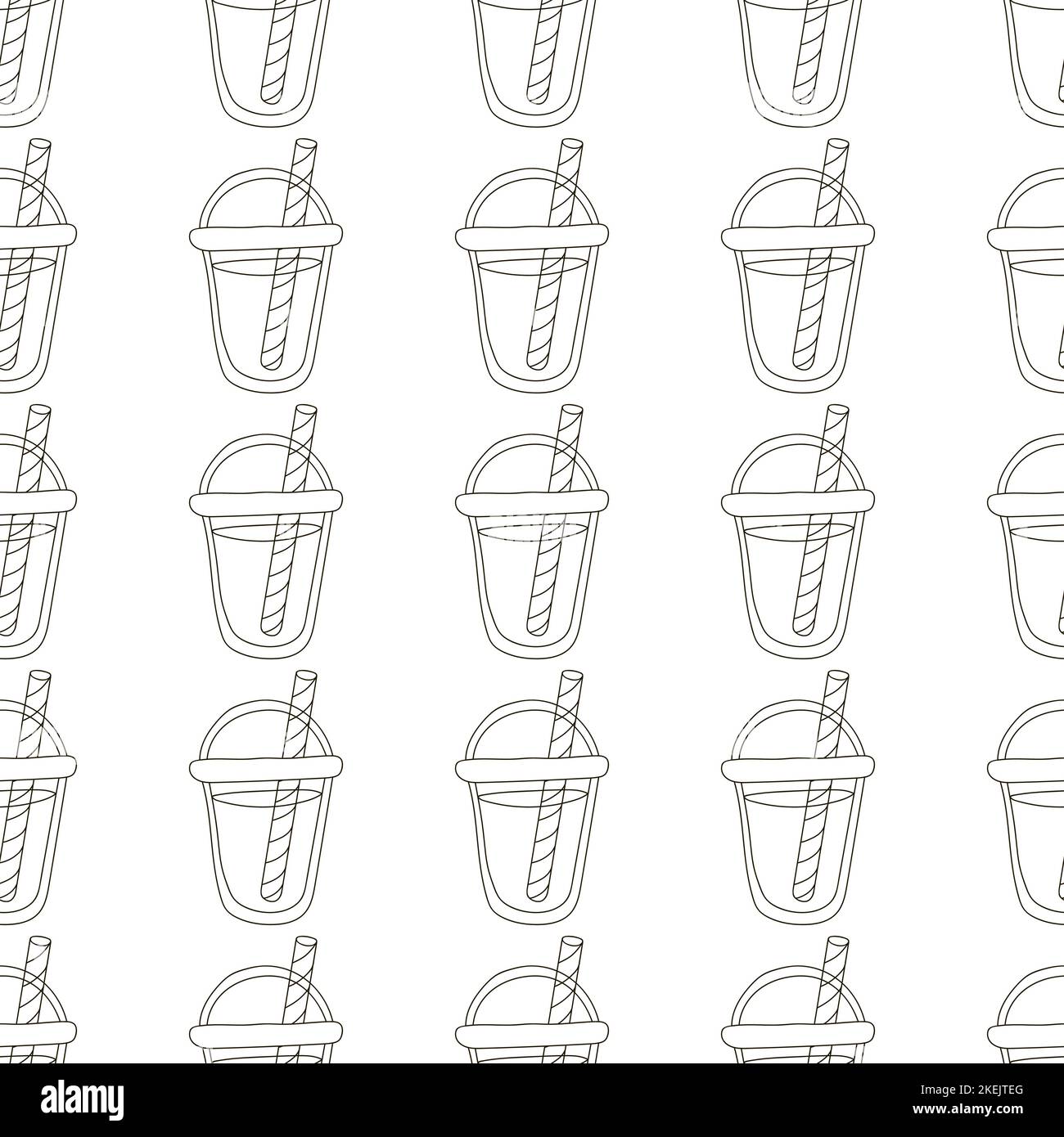 Coloring milkshakes seamless pattern. Cute pattern with cold dessert ...