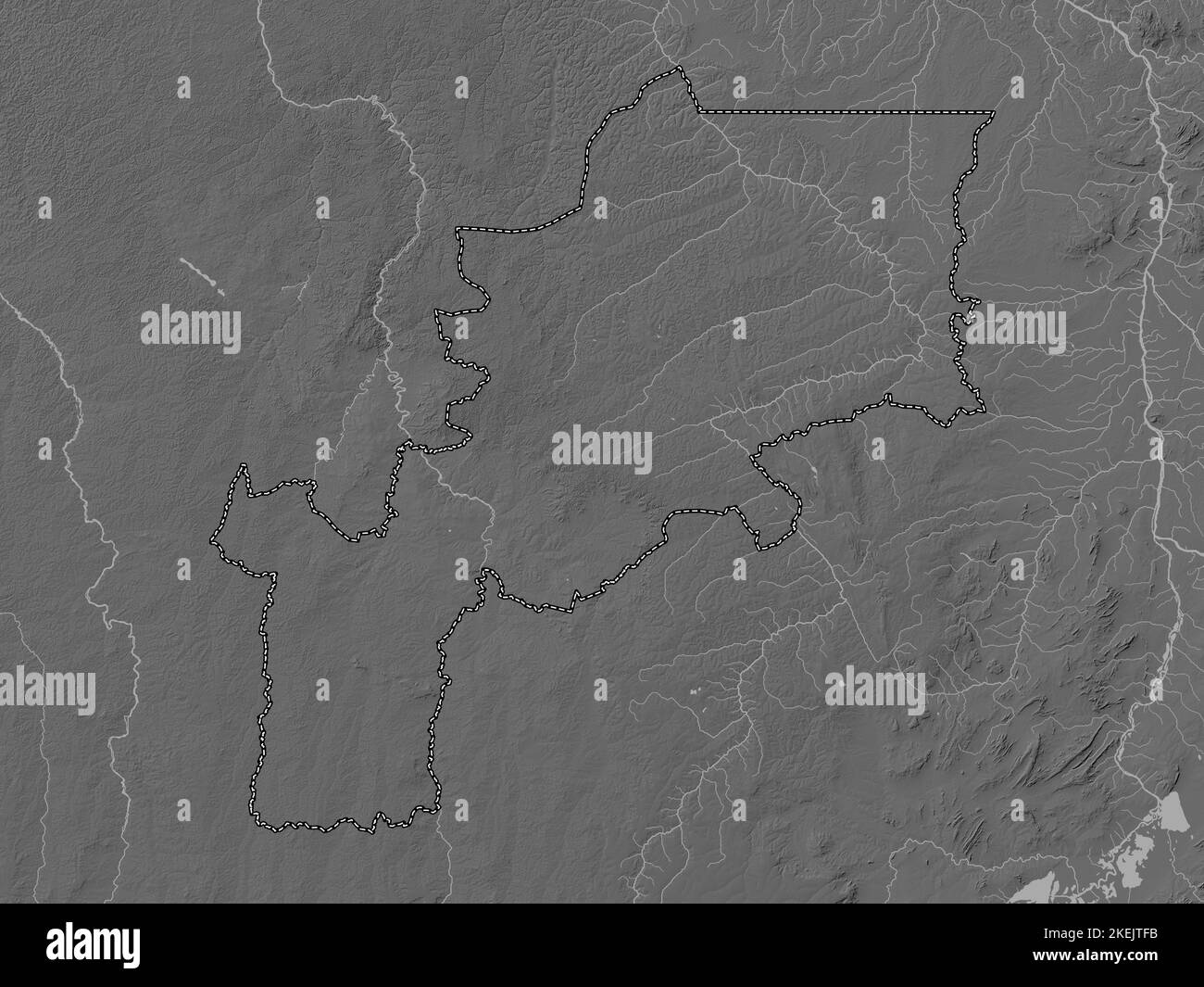 Lomami, province of Democratic Republic of the Congo. Grayscale ...