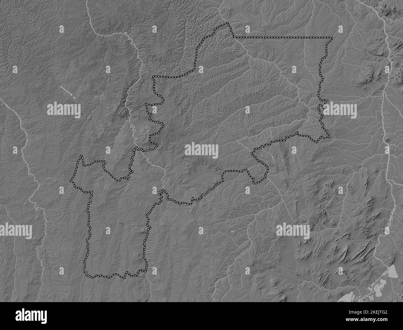 Lomami, province of Democratic Republic of the Congo. Bilevel elevation map with lakes and ...