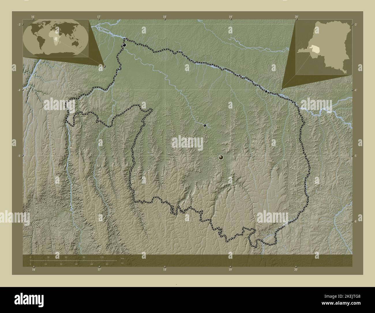 Kwilu, province of Democratic Republic of the Congo. Elevation map ...