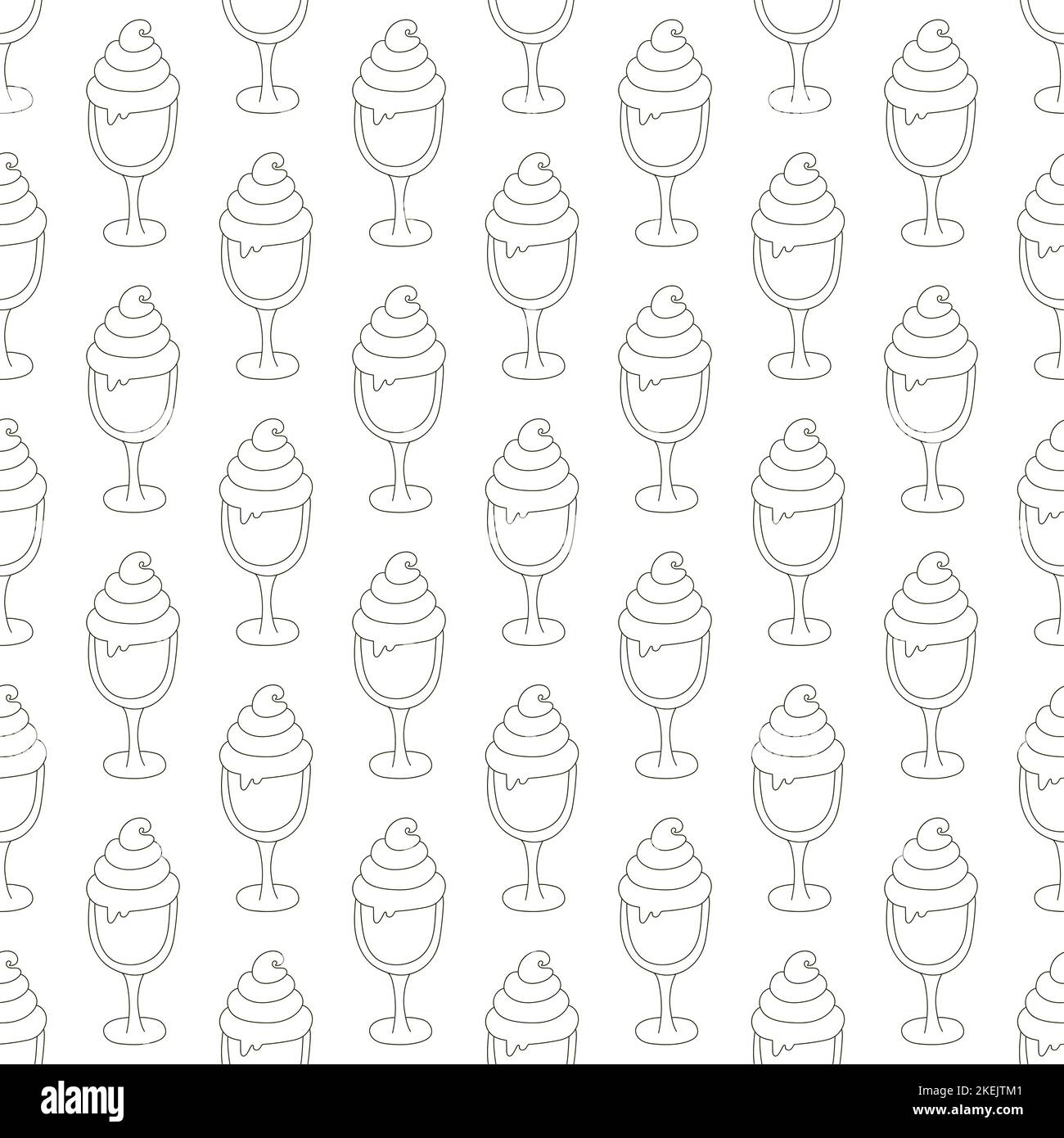 Summer. Coloring milkshakes seamless pattern. Cute pattern with dessert ...