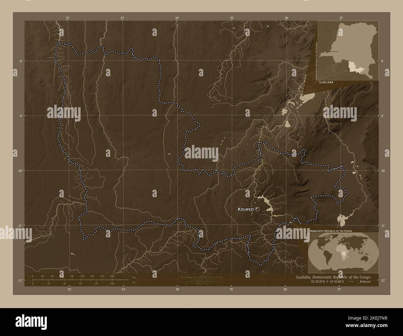 Lualaba, province of Democratic Republic of the Congo. Elevation map ...