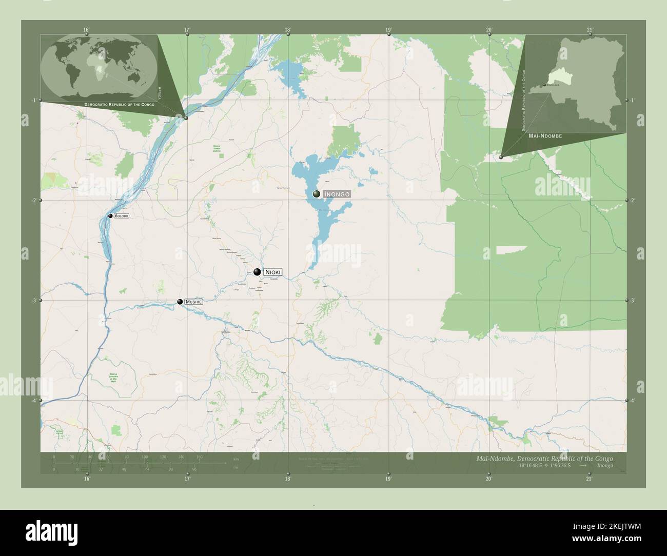 Mai-Ndombe, province of Democratic Republic of the Congo. Open Street ...
