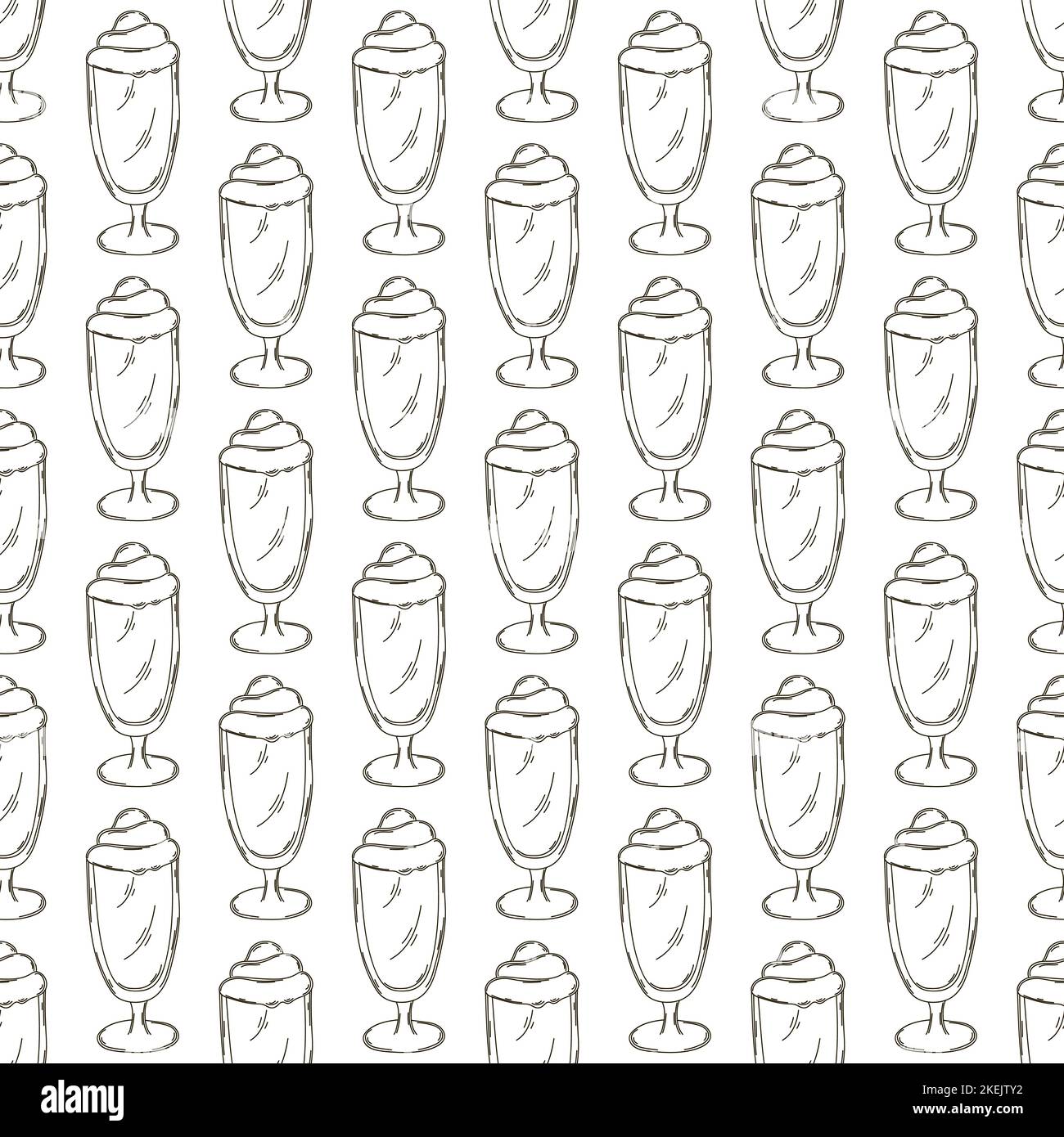 Coloring milkshakes seamless pattern. Cute pattern with cold dessert ...