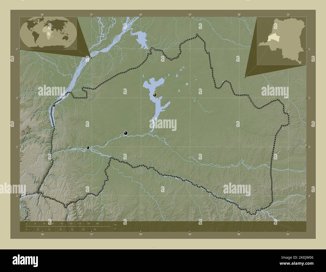 Mai-Ndombe, province of Democratic Republic of the Congo. Elevation map ...