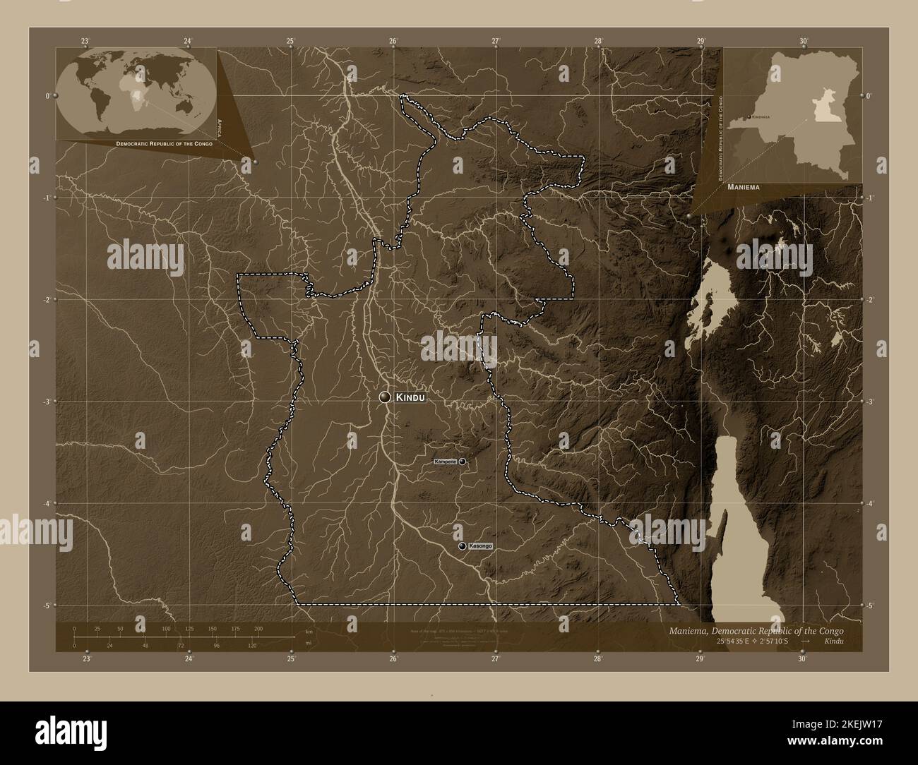 Maniema, province of Democratic Republic of the Congo. Elevation map ...